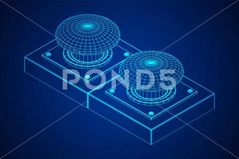 Big panic launch push button. Wireframe low poly mesh ~ Clip Art #155761675