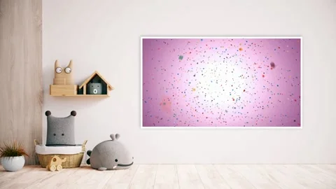 Big pink screen in the middle of a child... | Stock Video | Pond5