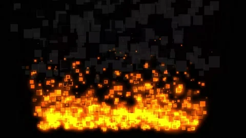 Big Pixel fire with grey smoke burning o... | Stock Video | Pond5