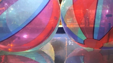 Big plastic bubbles on water for childre... | Stock Video | Pond5