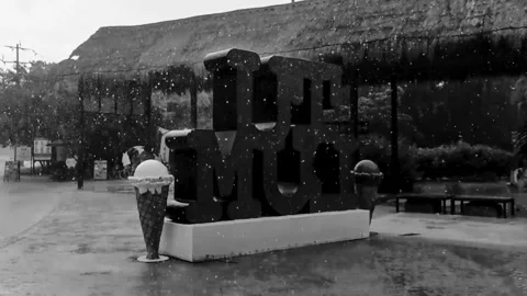 Big red sign lettering writing Tulum hea... | Stock Video | Pond5