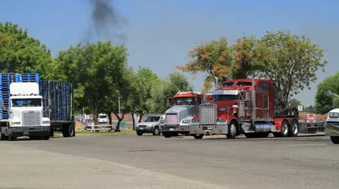 big rig truck, pallets on fully loaded t... | Stock Video | Pond5