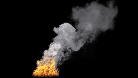 Big scale fire with smoke isolated on bl... | Stock Video | Pond5