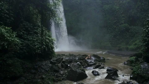 Big tall waterfall in the tropical jungl... | Stock Video | Pond5
