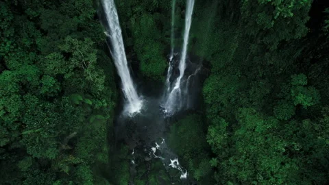 Big tall waterfall with two double power... | Stock Video | Pond5