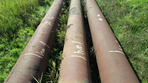 Big transmission pipes in top view. Pipe... | Stock Video | Pond5