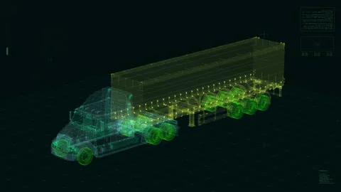 Big Truck Model UI Animation. HUD Truck ... | Stock Video | Pond5