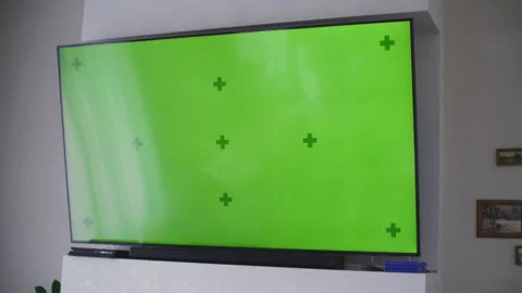 Big TV with displayed chroma key green s... | Stock Video | Pond5