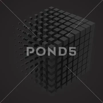 Bigger cube dissolving to smaller cubes: Graphic #93165421