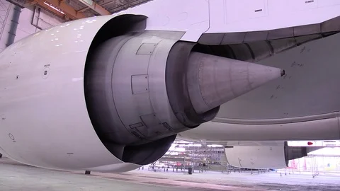 Biggest airplane engine ever made filmed... | Stock Video | Pond5
