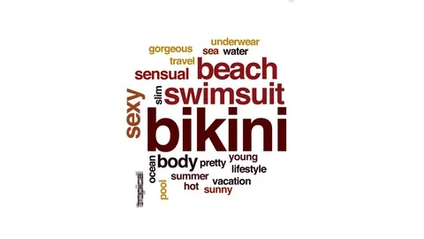 Bikini animated word cloud, text design ... | Stock Video | Pond5