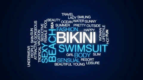 Bikini animated word cloud, text design ... | Stock Video | Pond5