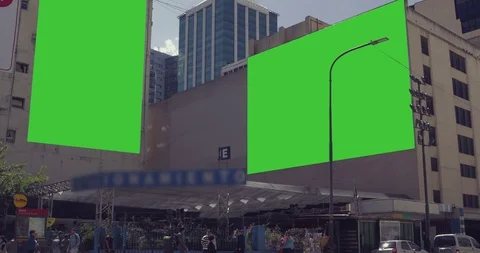 Billboard Ad Mockup with Green Screen in... | Stock Video | Pond5