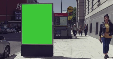 Billboard Ad Mockup with Green Screen in... | Stock Video | Pond5