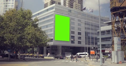 Billboard Ad Mockup with Green Screen in... | Stock Video | Pond5