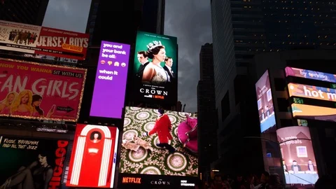 Billboard advertisement screens at Times... | Stock Video | Pond5