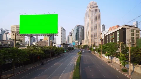 Billboard green screen with city traffic... | Stock Video | Pond5