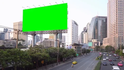 Billboard green screen with city traffic... | Stock Video | Pond5
