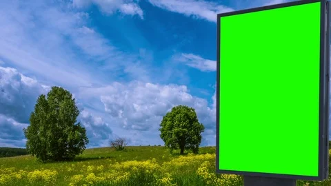 Billboard green screen in the field | Stock Video | Pond5