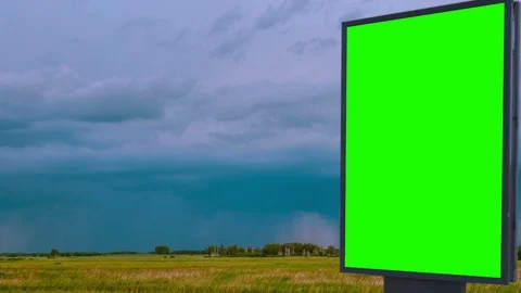 Billboard green screen in the field | Stock Video | Pond5