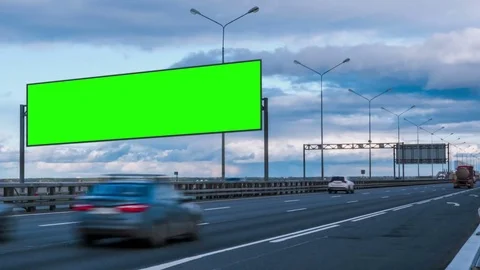 Billboard green screen on the highway | Stock Video | Pond5