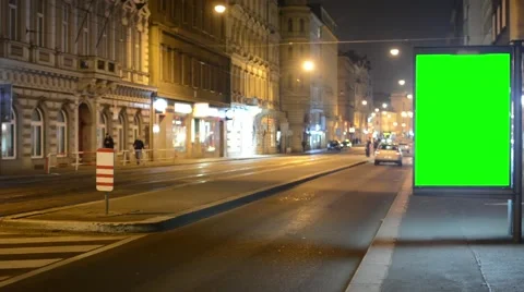 billboard - green screen - night city - ... | Stock Video | Pond5