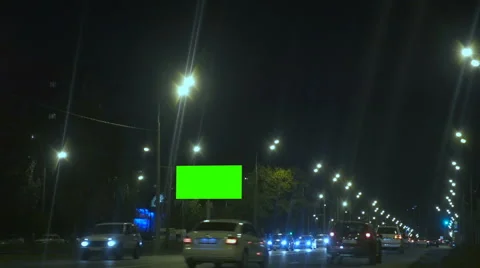 Billboard with a Green Screen on Night S... | Stock Video | Pond5