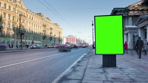 Billboard green screen on the street of ... | Stock Video | Pond5