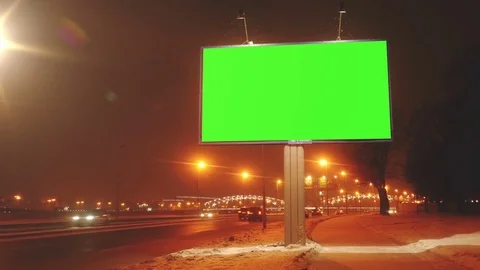 A Billboard with a Green Screen on a Str... | Stock Video | Pond5