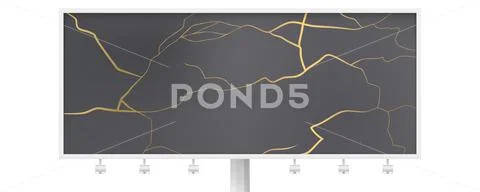 Billboard with marble texture background. Golden cracks. Kintsugi style ...