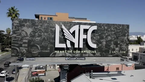 Billboard poster advertising the LAFC Lo... | Stock Video | Pond5