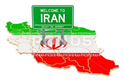Billboard Welcome to Iran on Iranian map, 3D rendering ~ Clip Art ...