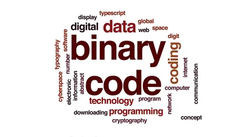 Binary code animated word cloud, text de... | Stock Video | Pond5