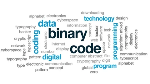 Binary code animated word cloud, text de... | Stock Video | Pond5