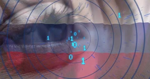 Binary code animation over close-up of h... | Stock Video | Pond5