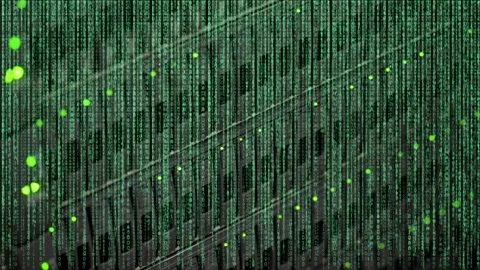 Binary code in front of a network switch... | Stock Video | Pond5