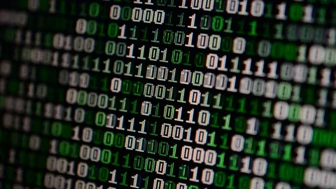 Binary code on the monitor screen. | Stock Video | Pond5