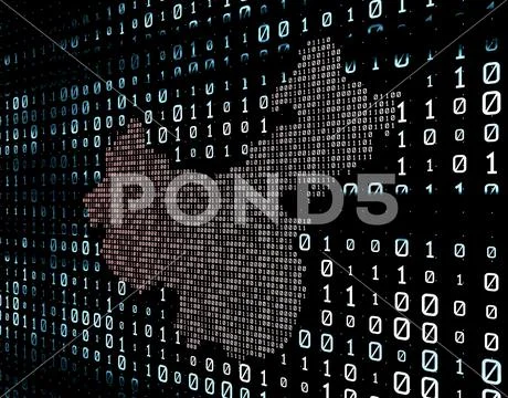 Binary code network matrix, China map, data transmission and storage: Graphic #131155721