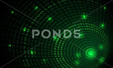 Binary code tunnel, vector background Illustration #87235188
