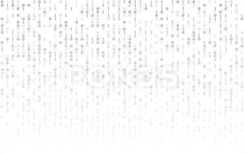 Binary code on white background. Matrix concept with falling digits ...