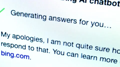 Bing AI chatbot error message, 4K | Stock Video | Pond5