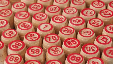 Bingo board game. Rotating wooden barrel... | Stock Video | Pond5