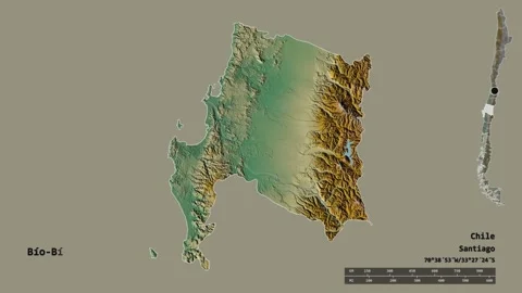 Bío-Bío location. Chile. Relief map | Stock Video | Pond5