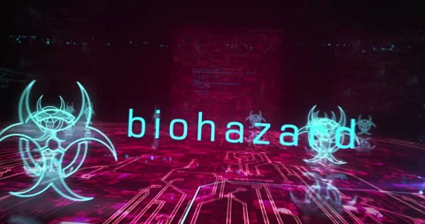 Biohazard danger alert symbols loop cybe... | Stock Video | Pond5
