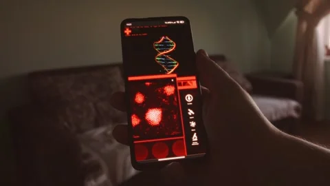 Biohazard information on mobile phone. I... | Stock Video | Pond5