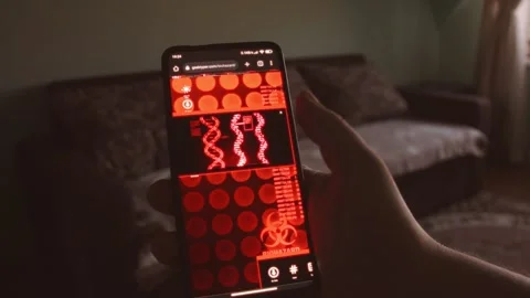 Biohazard information on mobile phone. I... | Stock Video | Pond5