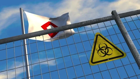 Biohazard sign with Red Crystal flag | Stock Video | Pond5