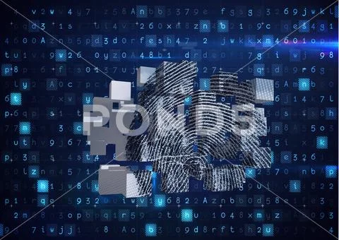 Biometric fingerprint scanner over multiple cube shapes against data ...