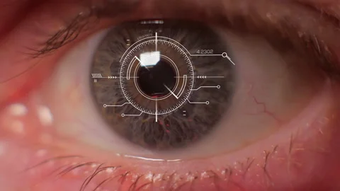 Biometric recognition, Futuristic Iris s... | Stock Video | Pond5