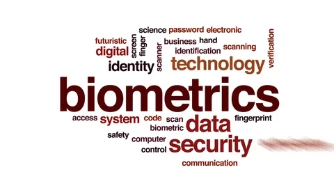 Biometrics animated word cloud, text des... | Stock Video | Pond5